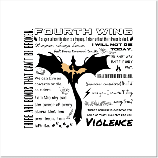 Fourth Wing Book Quotes Dragon Rider Basgiath College Violet Sorrengail Fourth Wing Posters